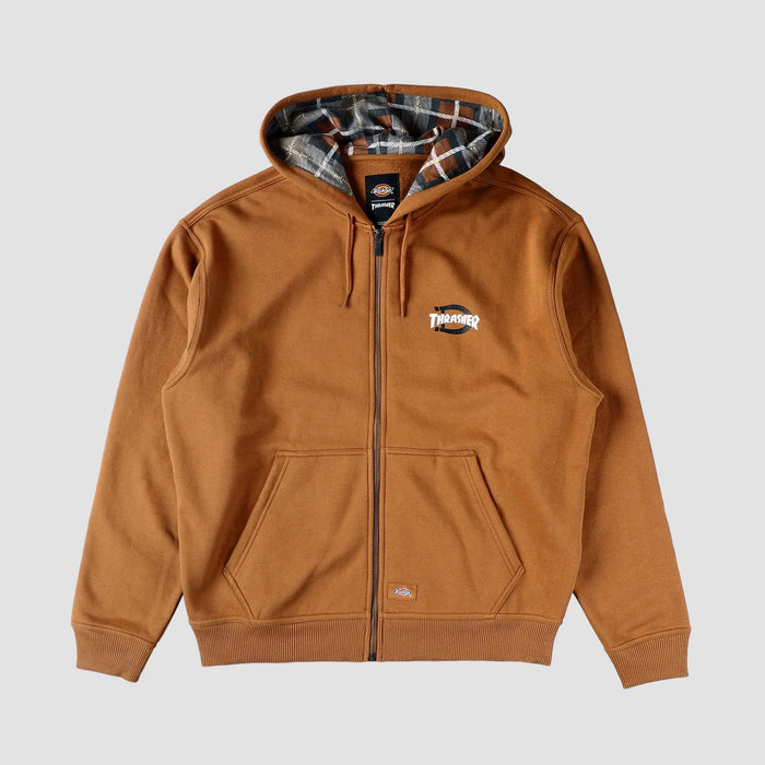 Dickies X Thrasher Zip Through Hood Brown Duck