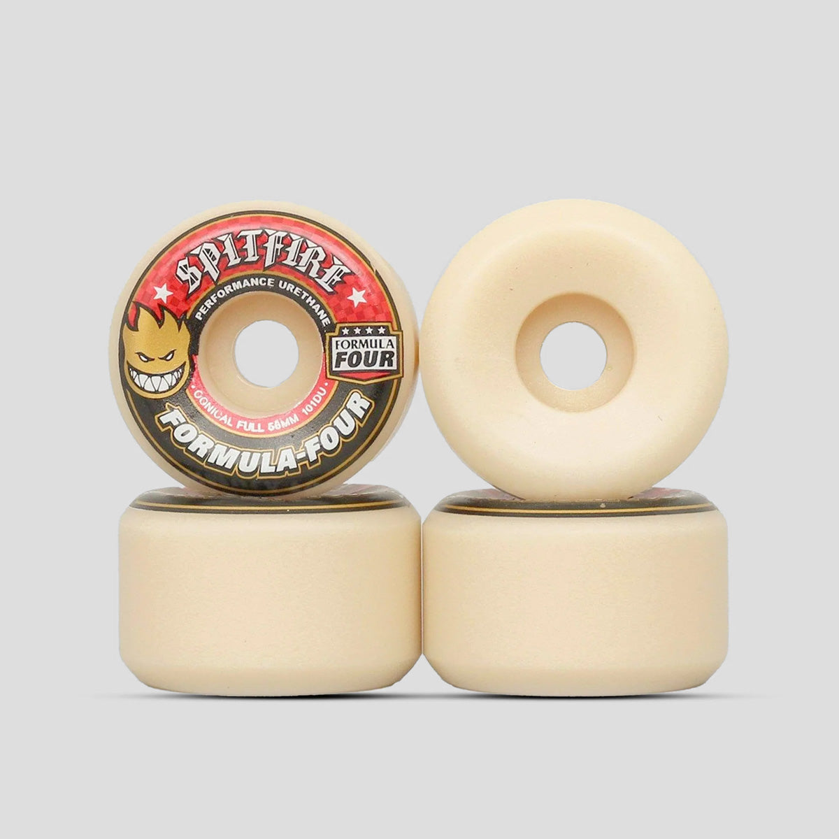 Spitfire Formula Four Conical Full 101DU Skateboard Wheels Natural/Red